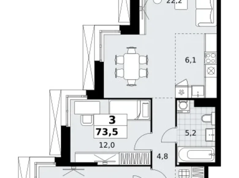 3 room apartment for sale in Kommunarka, Russia for $307,133 - listing ...
